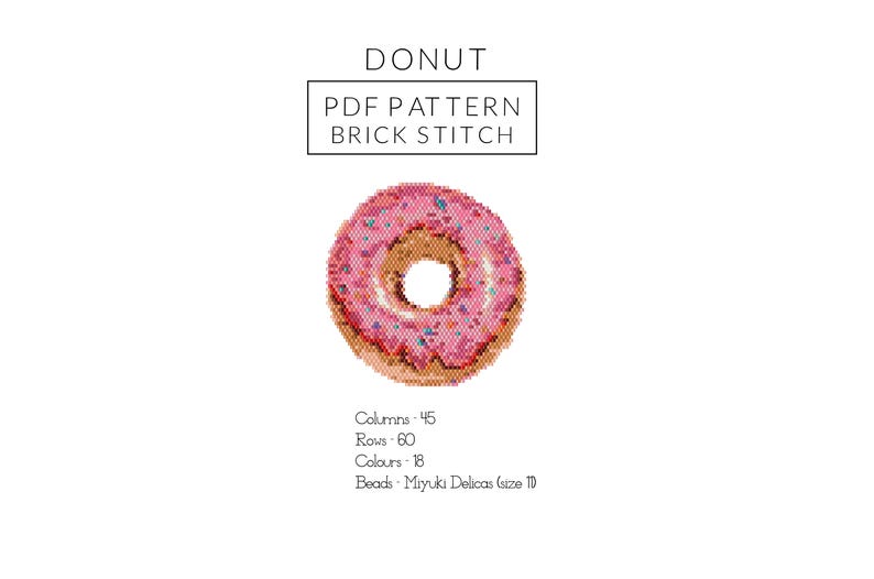 Cake Donut Brick Stitch Beaded Pattern for Miyuki Delicas Beads, Seed ...
