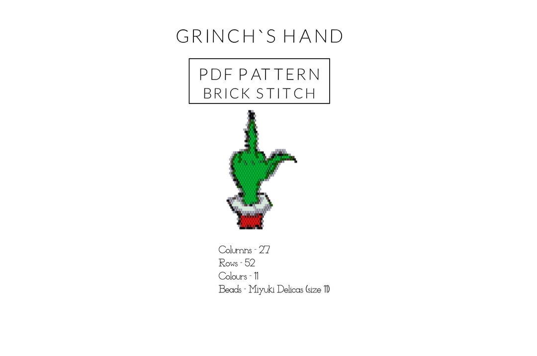 Grinch Bead Pattern, Brick Stitch Pattern for Miyuki Delicas 11/0, Seed ...