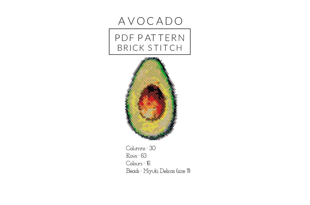 Avocado Brick Stitch Pattern, Miyuki Delica Seed Beads, Seed Bead ...