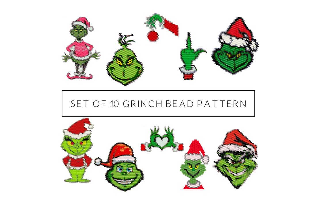 Grinch Bead Patterns Set of 10 | Christmas Peyote Beading Pattern ...