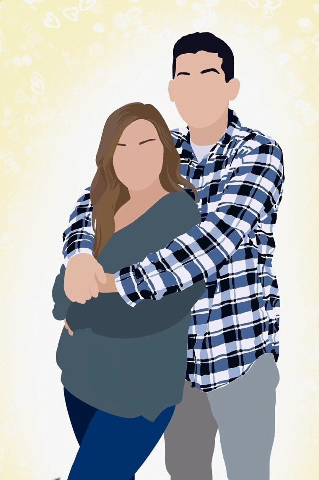 Custom Color Block Portrait / Couple Portrait / Personalized Portraits ...