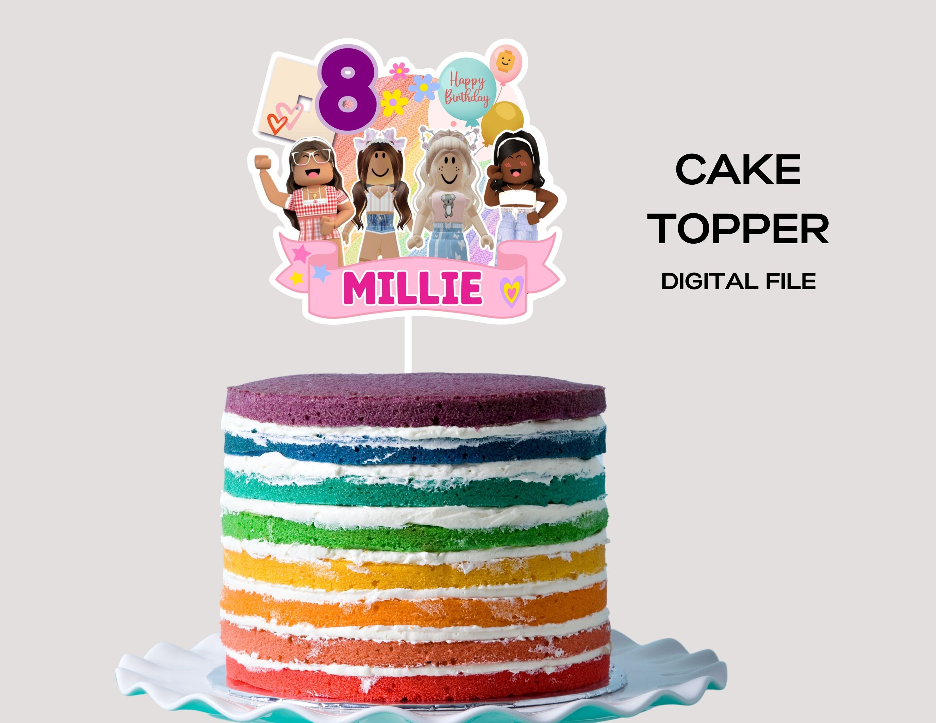 Roblox Girl Cake Topper, Roblox Party, Girl Roblox Birthday - Etsy