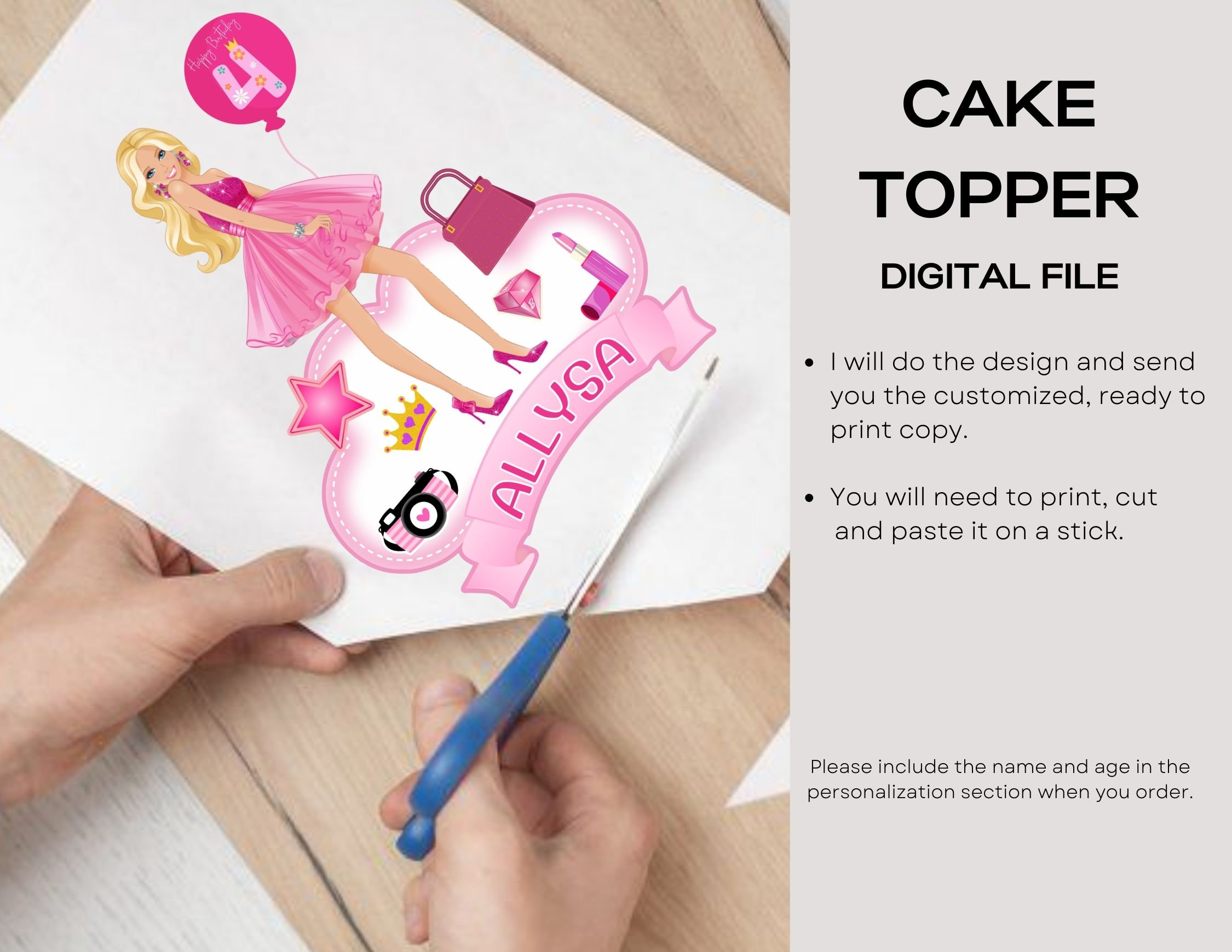 Pink Doll Topper, Doll Cake Topper, Doll Birthday Party - Etsy