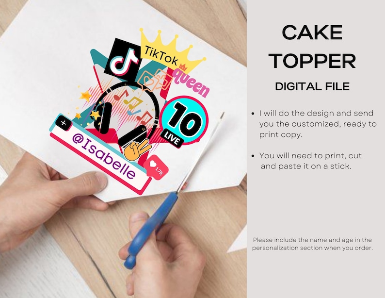 Tiktok Cake Topper, Musical Cake Topper, Tiktok Birthday Party - Etsy