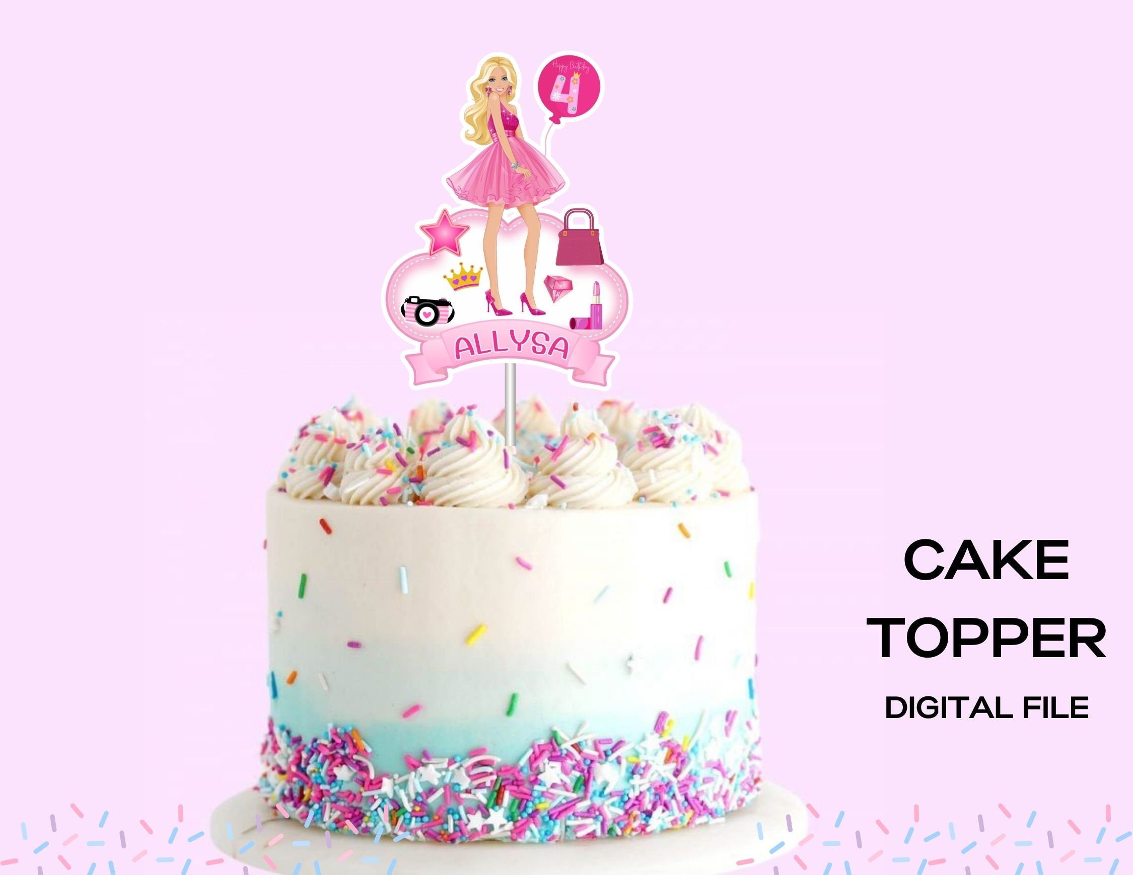 Pink Doll Topper, Doll Cake Topper, Doll Birthday Party - Etsy