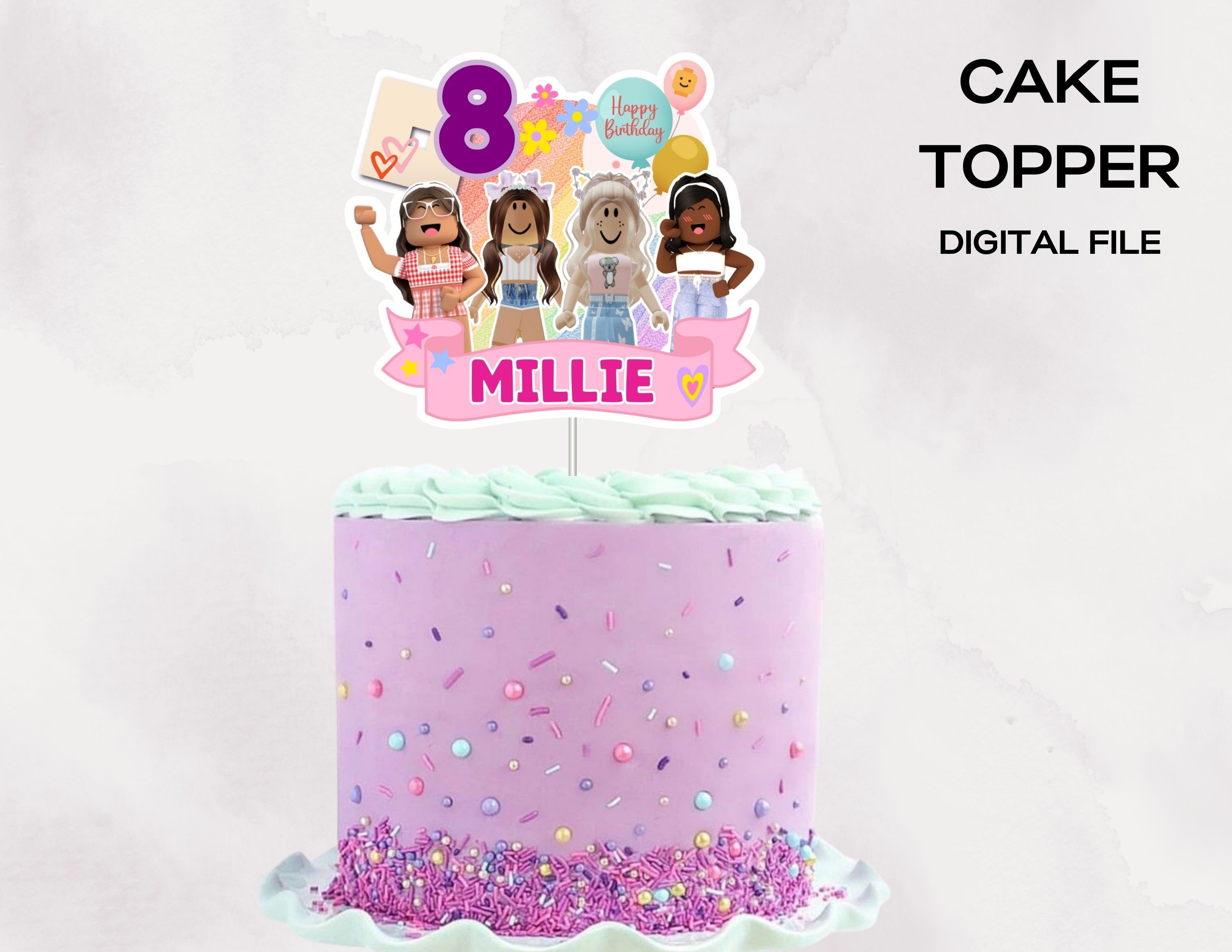 Roblox Girl Cake Topper, Roblox Party, Girl Roblox Birthday - Etsy