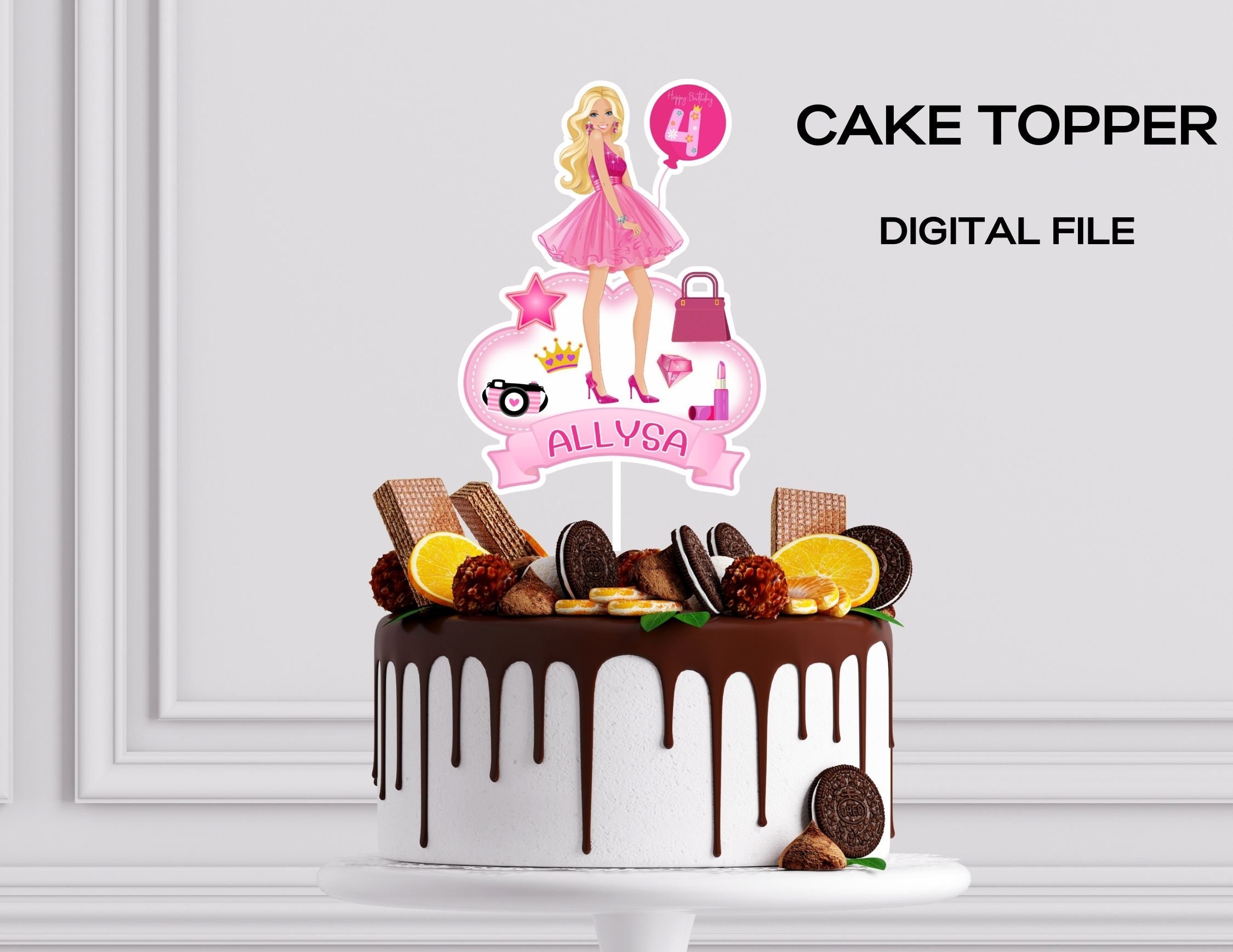 Pink Doll Topper, Doll Cake Topper, Doll Birthday Party - Etsy