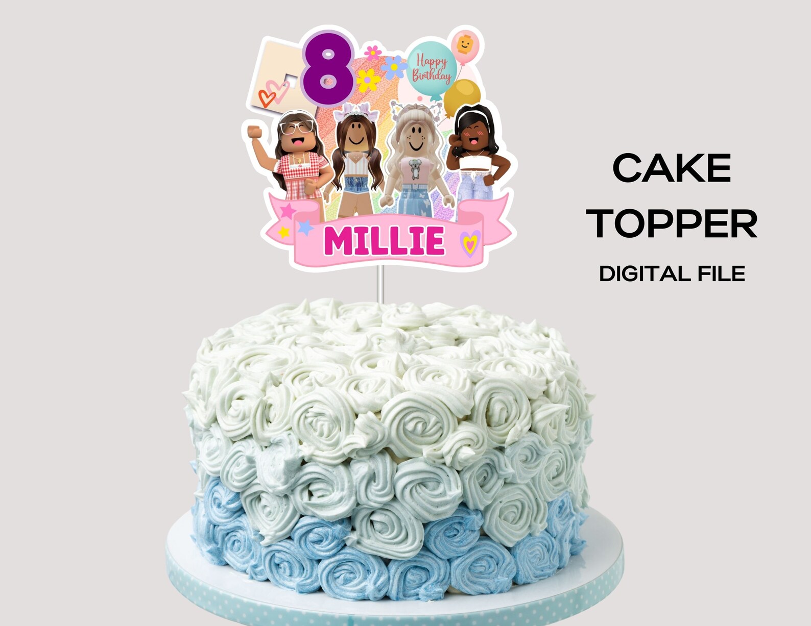 Roblox Girl Cake Topper, Roblox Party, Girl Roblox Birthday - Etsy