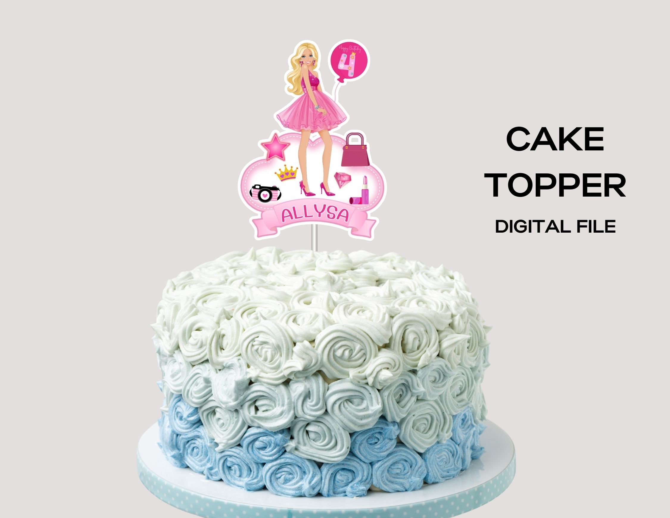 Pink Doll Topper, Doll Cake Topper, Doll Birthday Party - Etsy