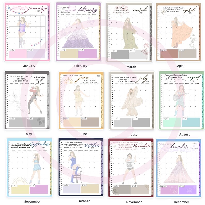 11x16.5 Vertical Swift Wall Calendar Swifties Era Calendar 2024 - Etsy