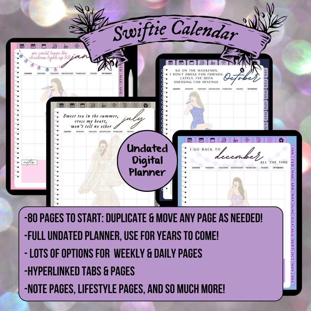 Undated Vertical Swiftie Digital Planner - 75+ Pages - Eras Digital ...