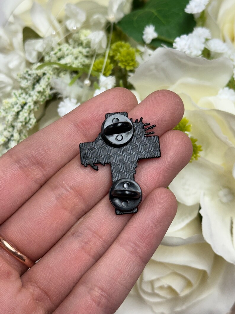 Cross Pin / Jesus Pin / Jesus on Cross Pin / Communion Gift / Black and ...