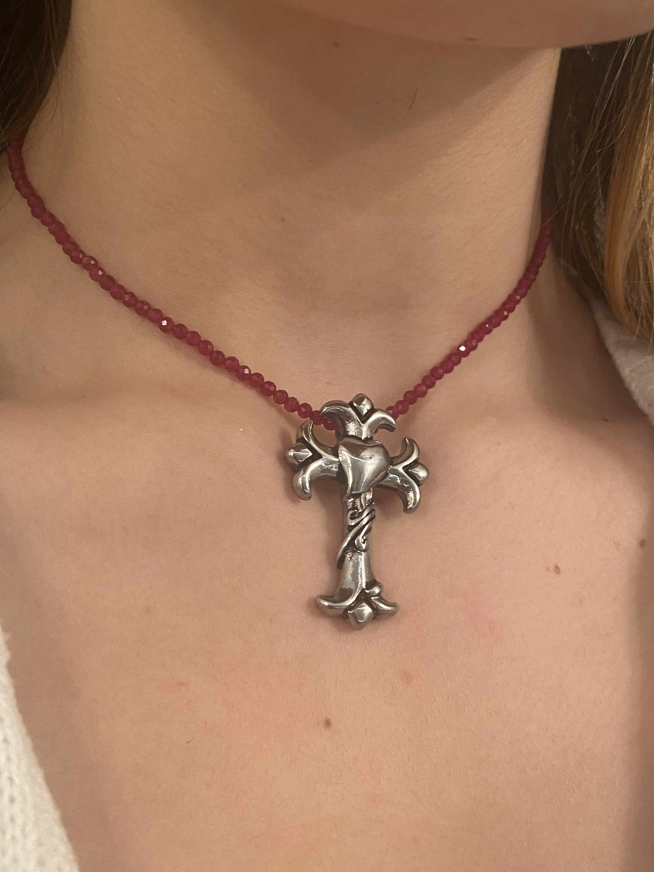Ruby Cross Necklace | Big Cross Ruby Necklace | Handmade Ruby Cross ...