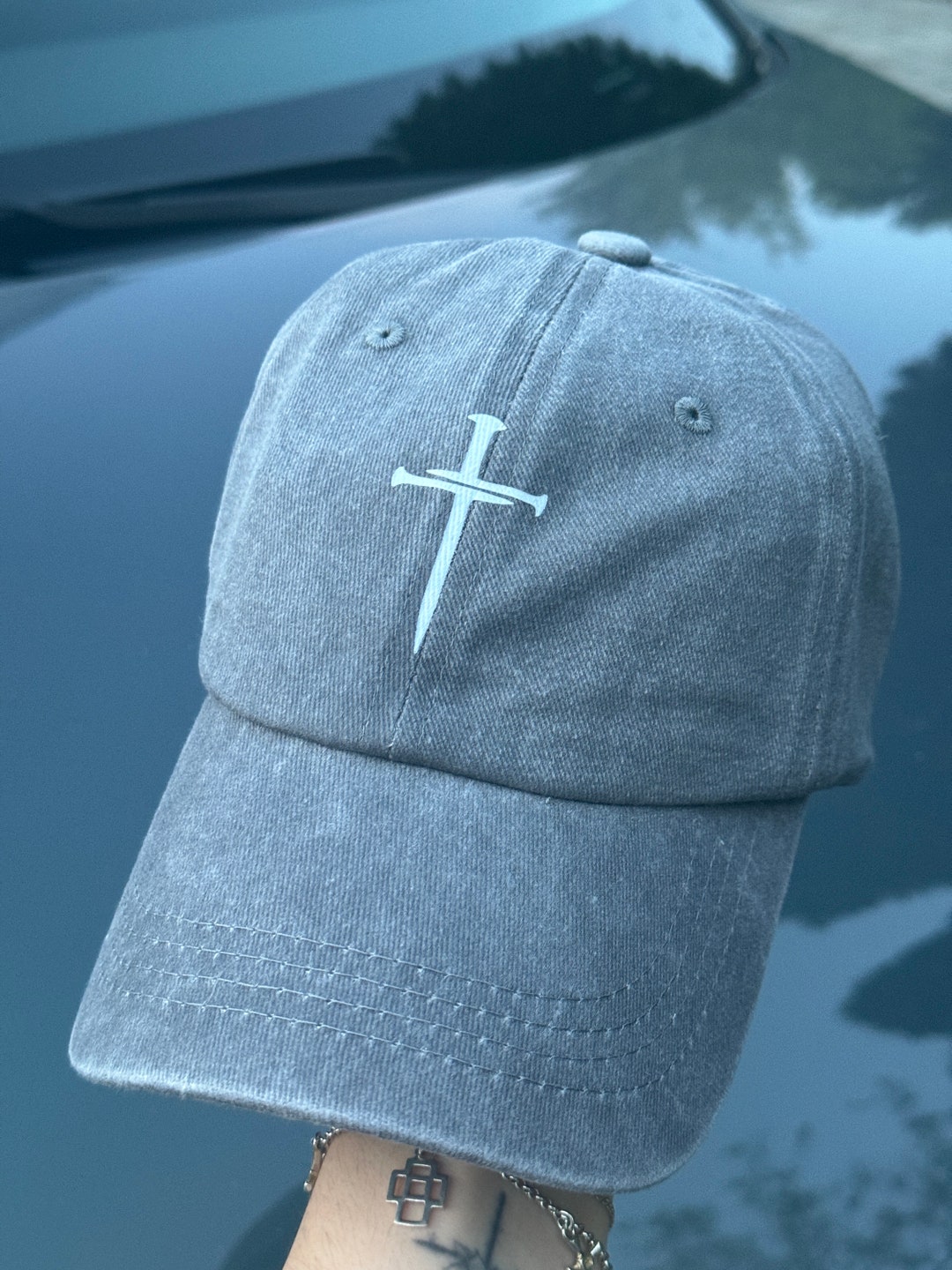 Denim Baseball Cap | Denim Cross Baseball Hat | Grey Cross Snapback ...
