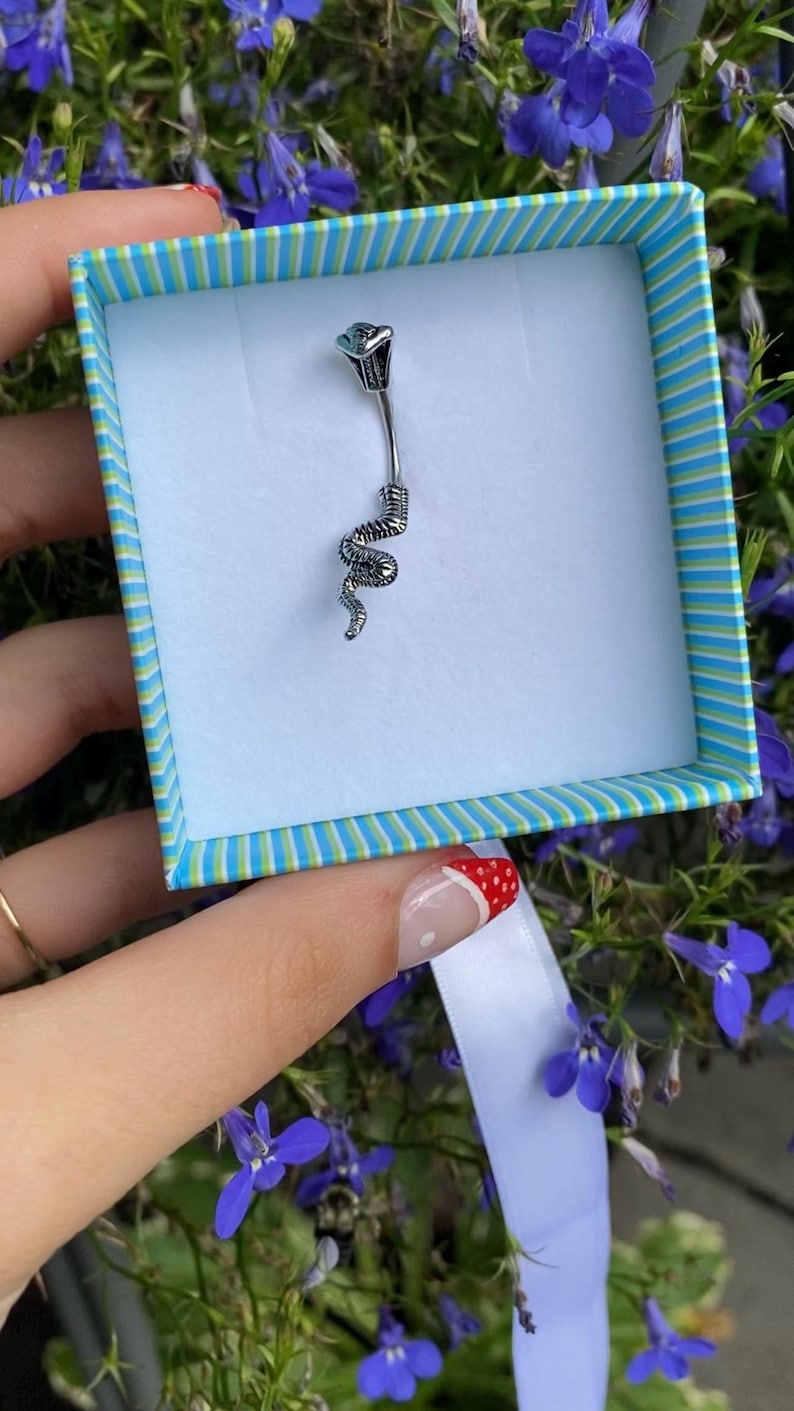 Snake Belly Ring/ Serpent Navel Ring/ Snake Surgical Steel Belly Ring ...
