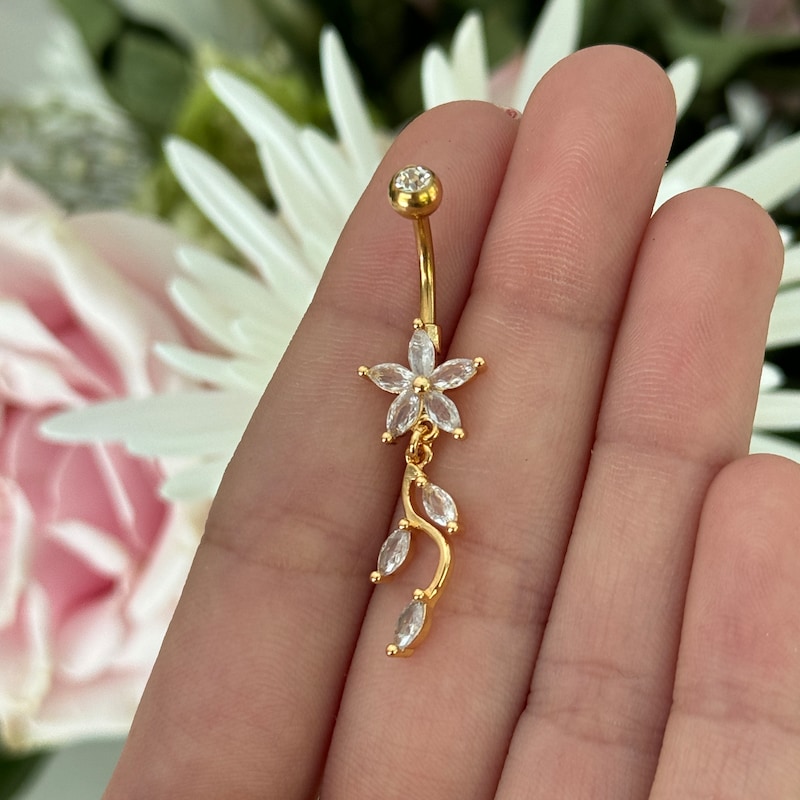 Flower Belly Ring - Etsy