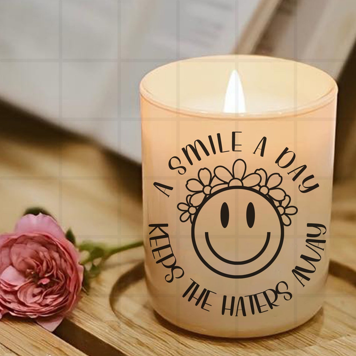 Smiley Face SVG, Happy Face SVG With Inspirational Quote, Round Floral ...