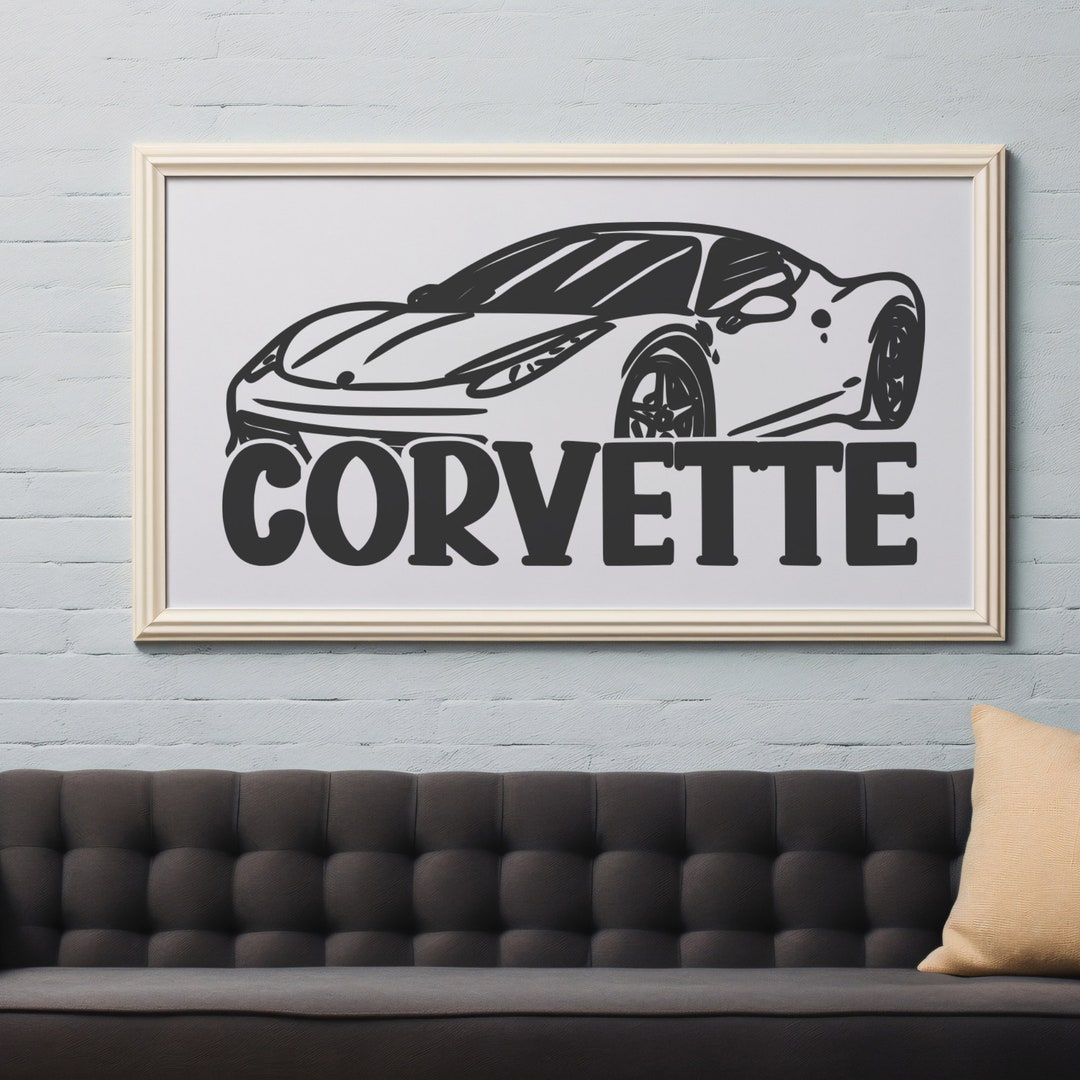 Corvette SVG, Race Car PNG, Bumper Sticker Svg, Retro Car Silhouette ...