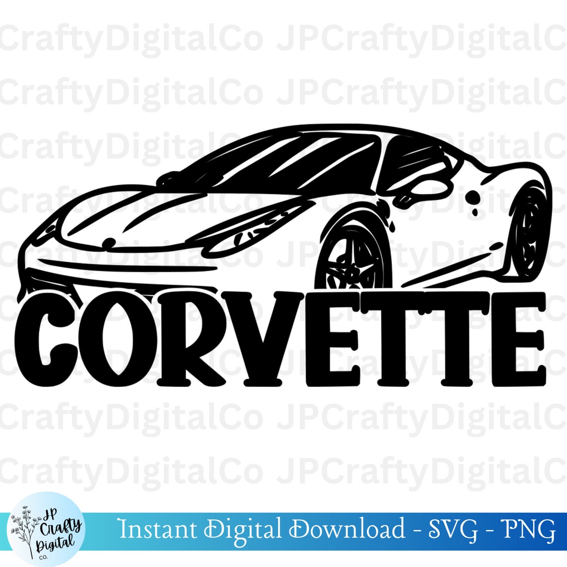 Corvette SVG, Race Car PNG, Bumper Sticker Svg, Retro Car Silhouette ...
