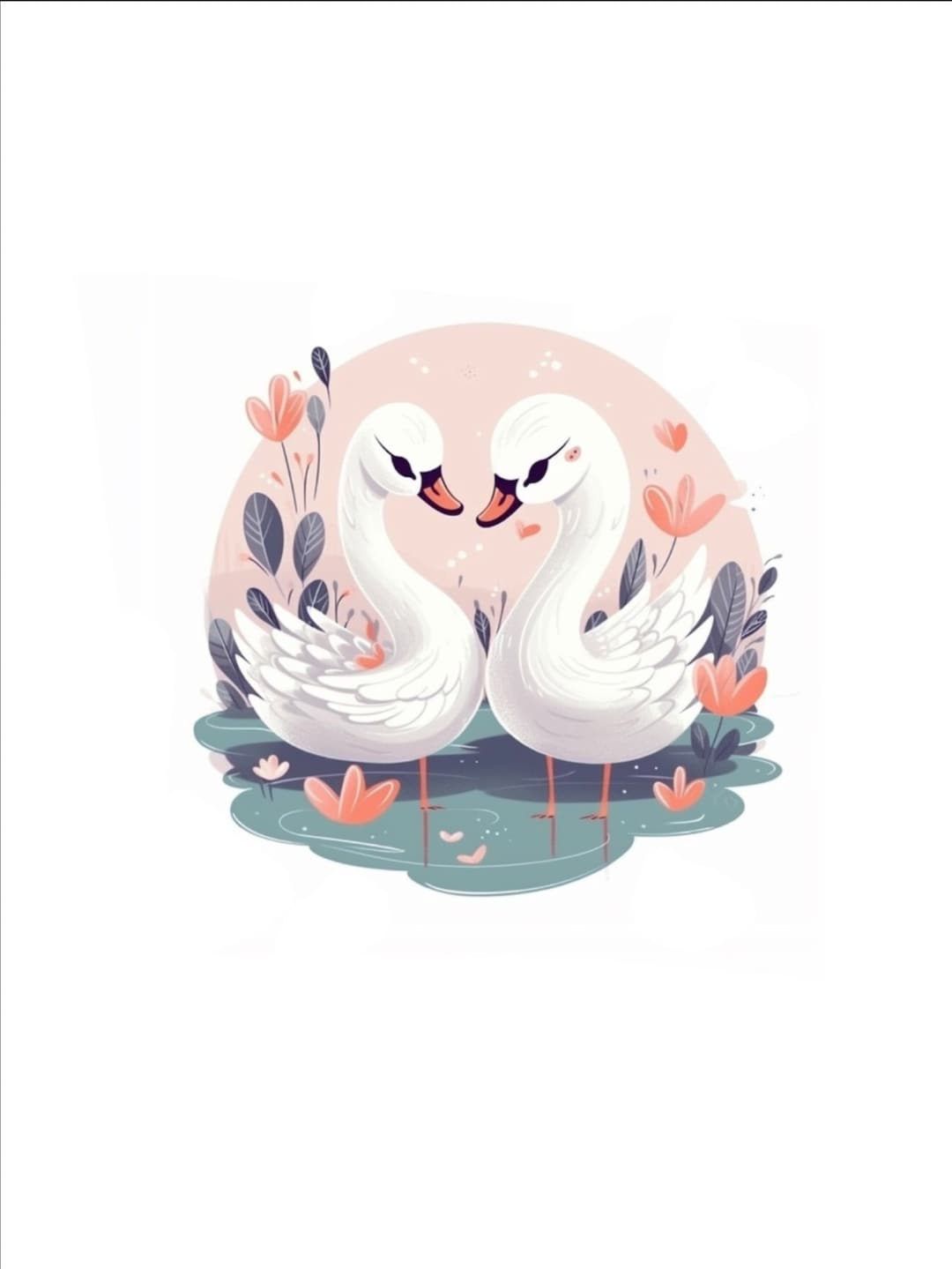 Cartoon Swans Phone Wallpaper - Etsy