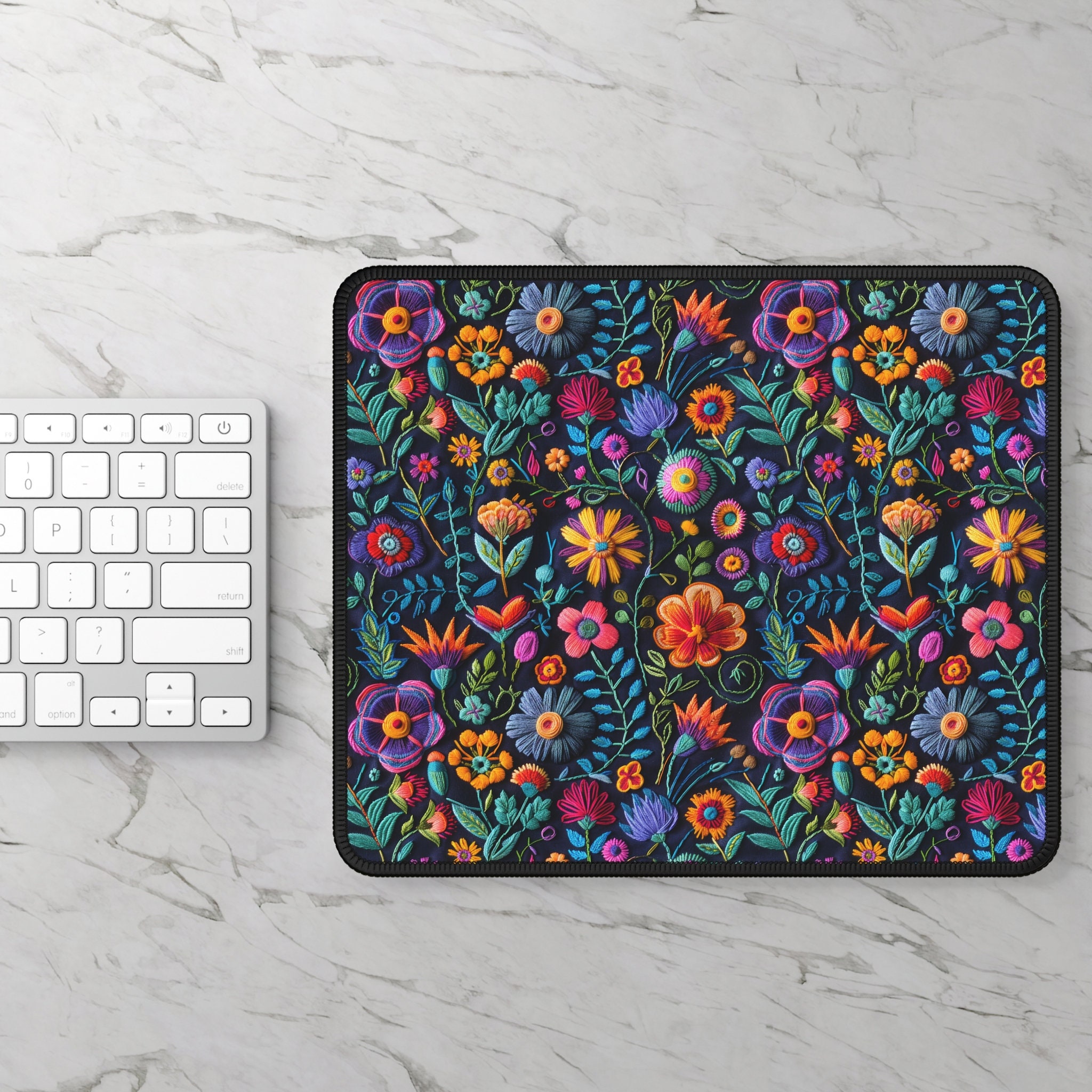 Mexican Floral Desk Mat Cute Mexican Floral Faux Embroidery Desk Pad ...