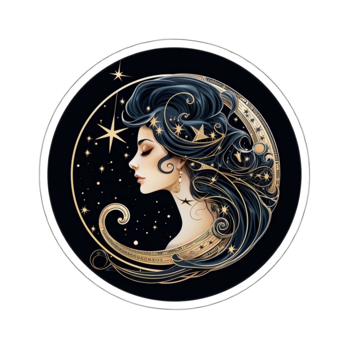 Celestial Moon Girl Vinyl Sticker Celestial Lady Moon Sticker Celestial ...