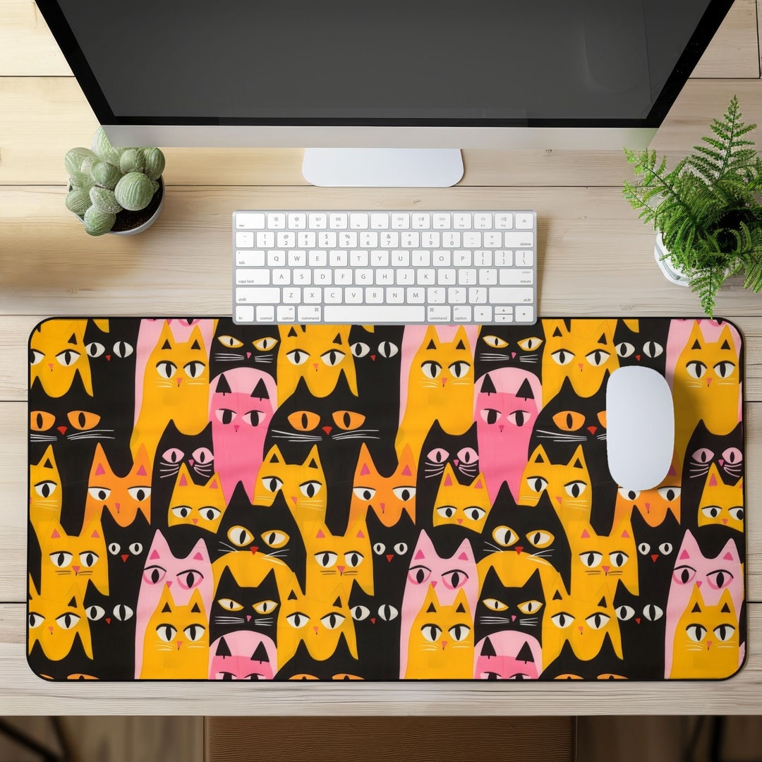 Pop Art Cat Desk Mat Cat Eye Desk Pad Desk Pad Cat Face Pop Art Mouse ...