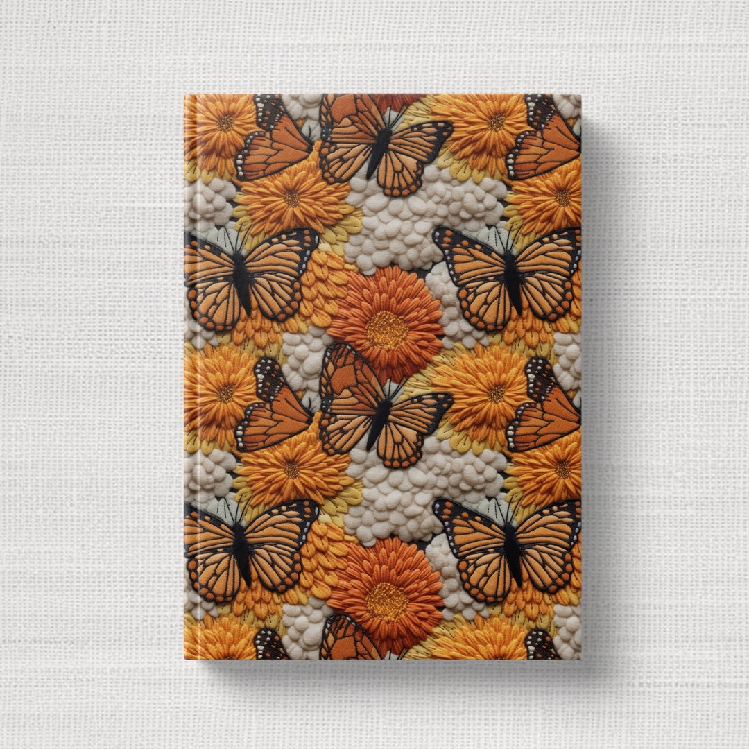 Monarch Butterfly 3D Faux Embroidery Journal Butterfly Notebook Monarch ...