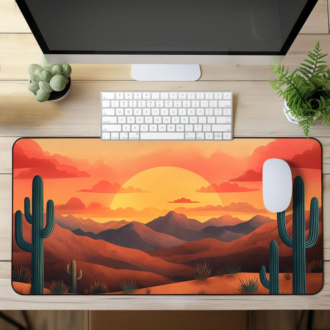 Desert Sunset Desk Mat Nature Desk Pad Landscape Mouse Pad Neutral ...