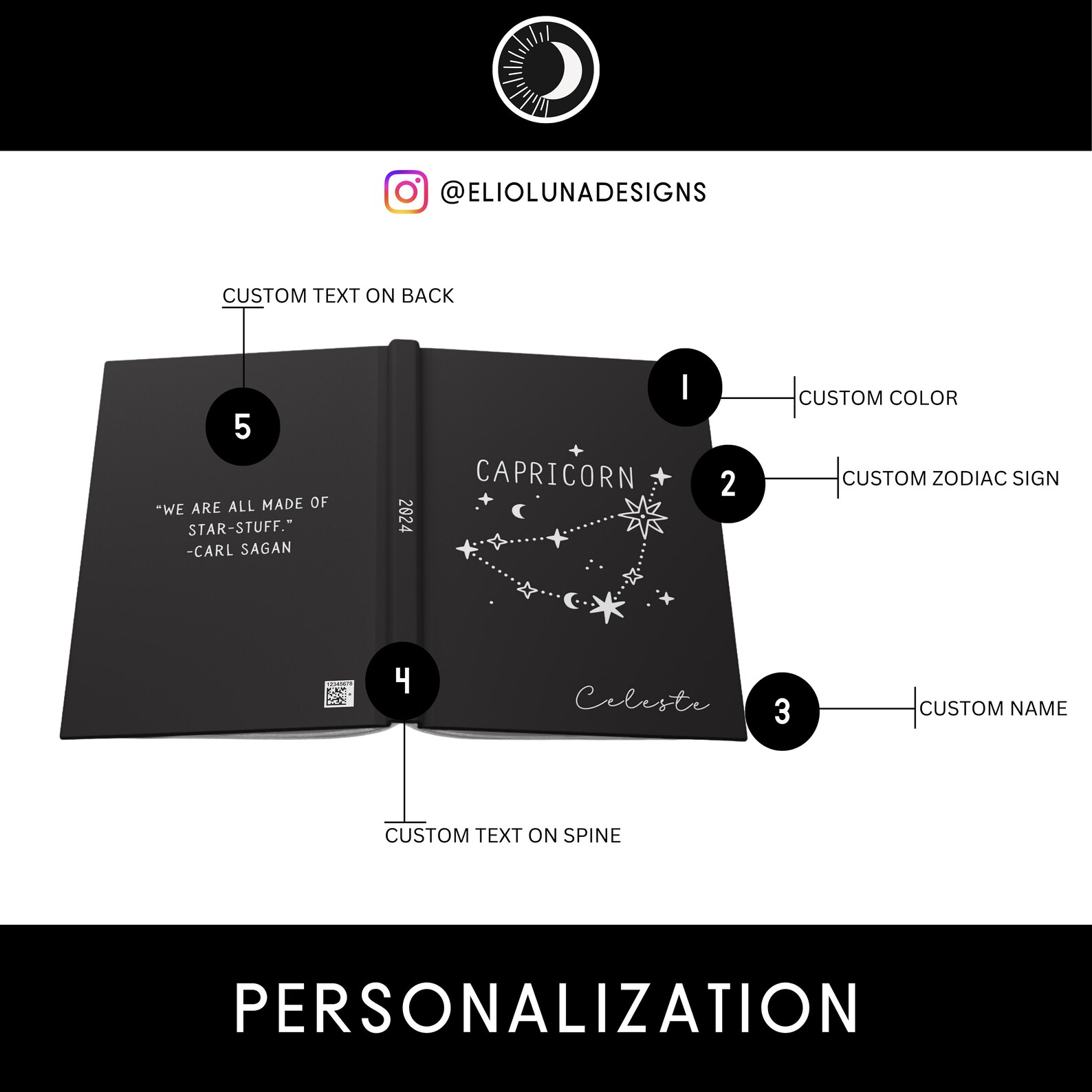 Custom Zodiac Sign Journal Personalized Notebook Astrology Journal Moon ...