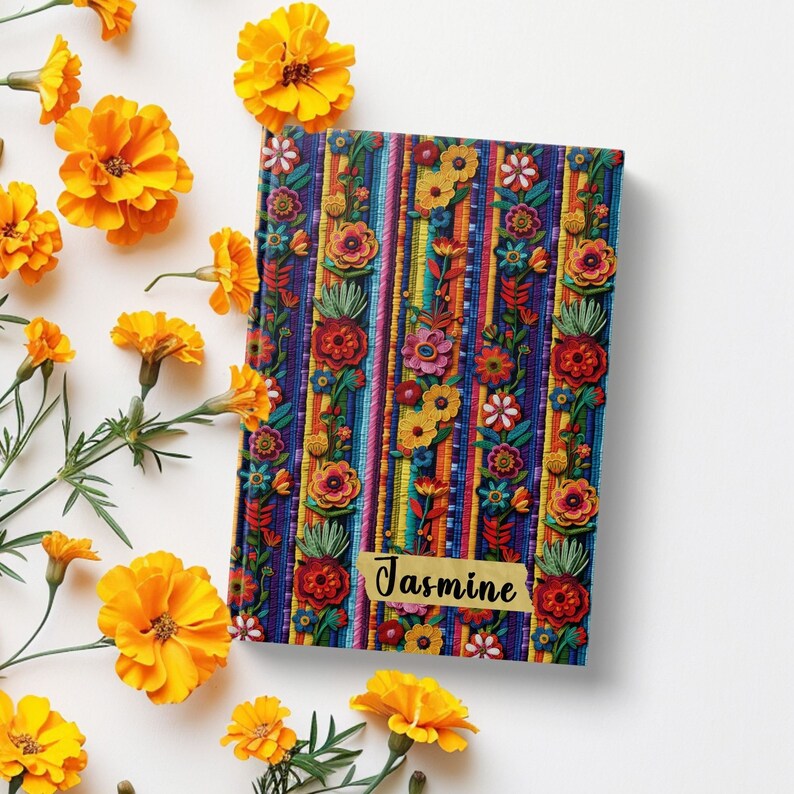Mexican Floral 3D Faux Embroidery Journal Mexican Floral Notebook ...