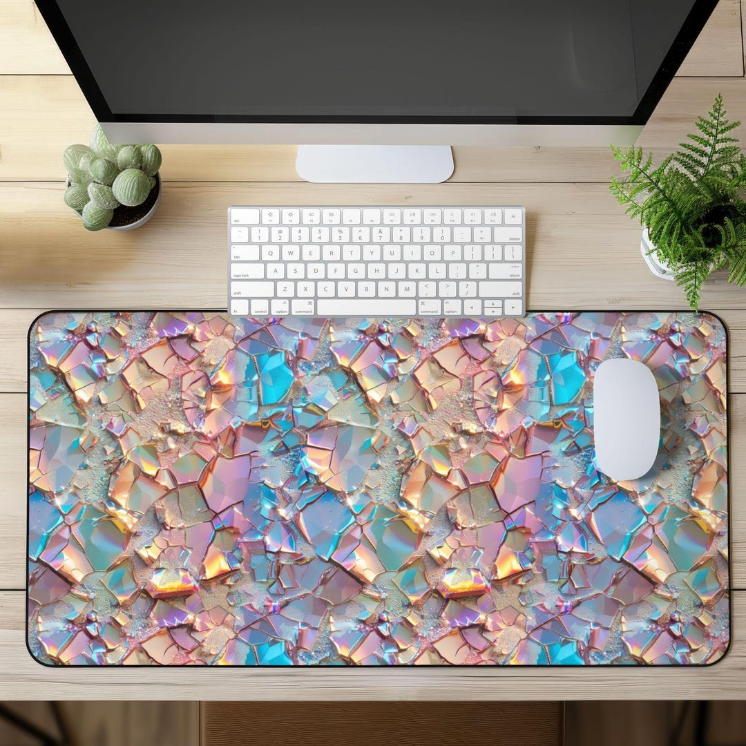 Holographic Textured Desk Mat Faux Textured Desk Mat Unique Desk Pad ...