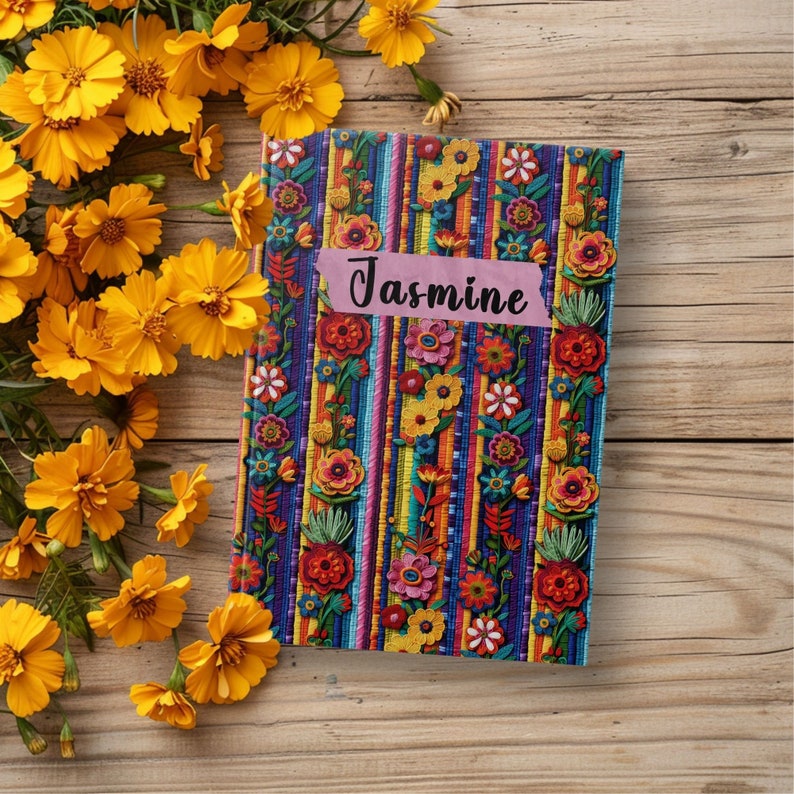 Mexican Floral 3D Faux Embroidery Journal Mexican Floral Notebook ...