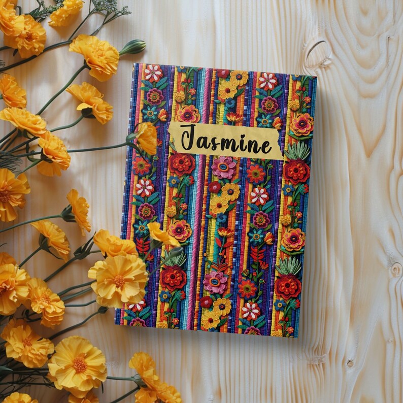 Mexican Floral 3D Faux Embroidery Journal Mexican Floral Notebook ...