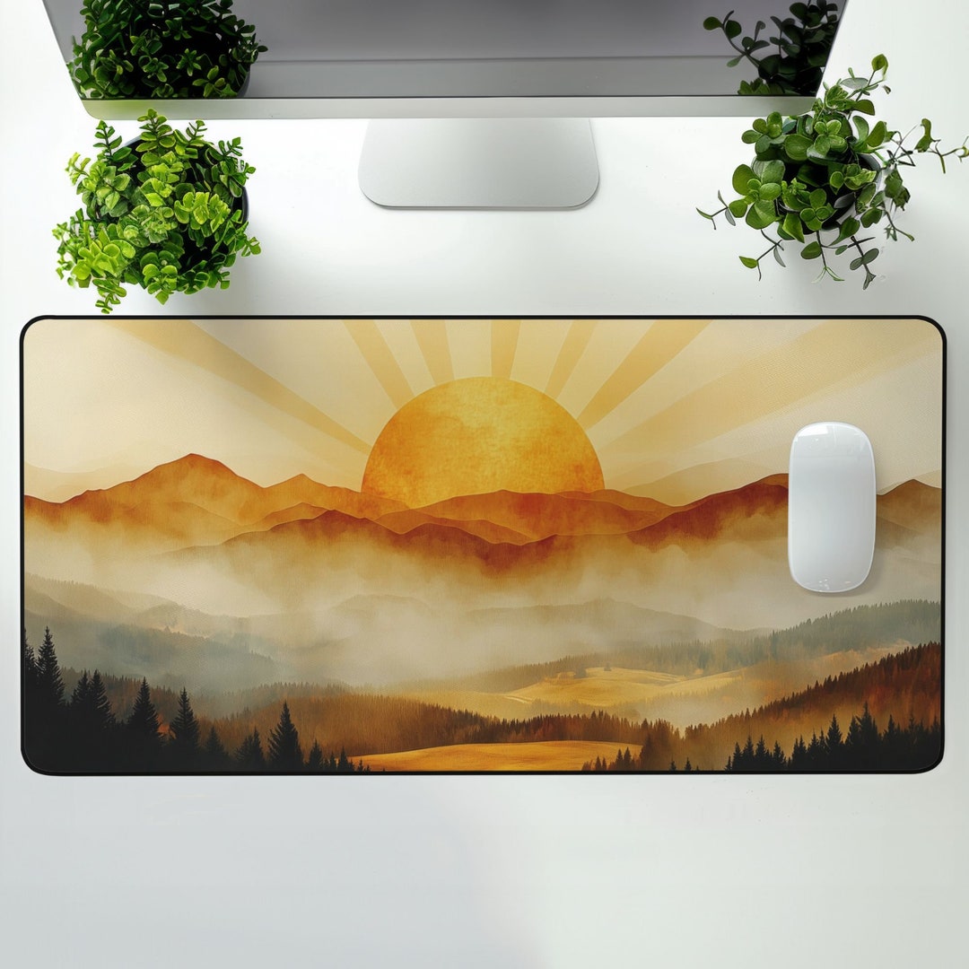 Boho Sunset Desk Mat Gradient Nature Desk Pad Landscape Mouse Pad Boho ...