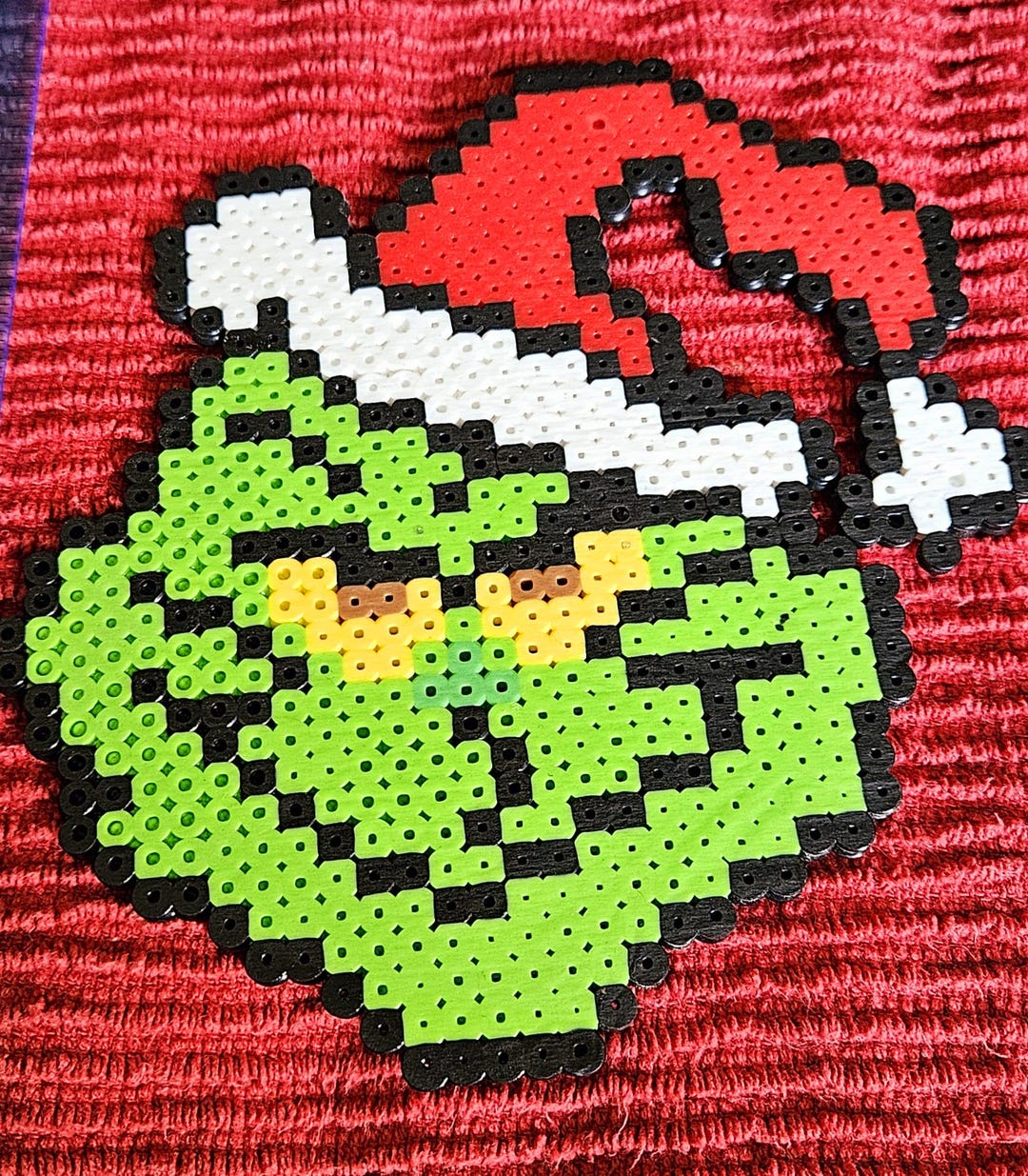 The Grinch With Santa Hat Perler Magnet - Etsy