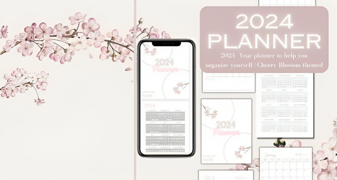 2024 Calendar & Planner Cherry Blossom Themed - Etsy