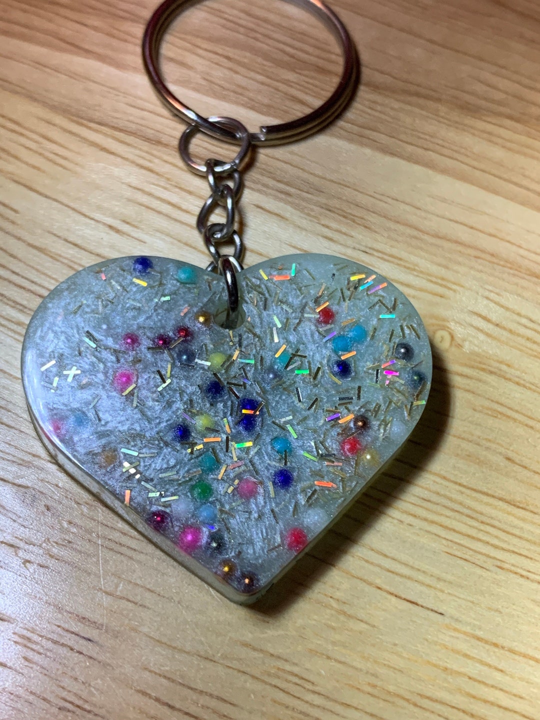 Birthday Confetti Heart Keychain - Etsy