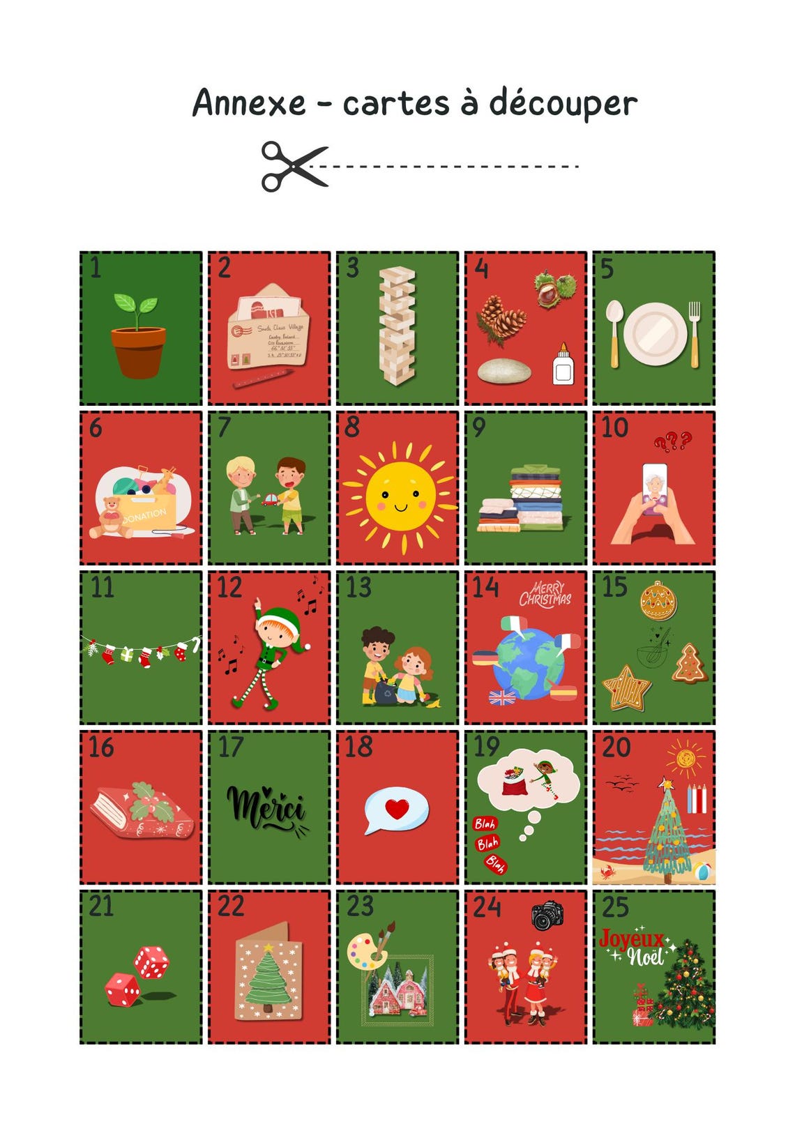 Calendrier de l’avent défis et actes de gentillesse - format A3 - Etsy ...