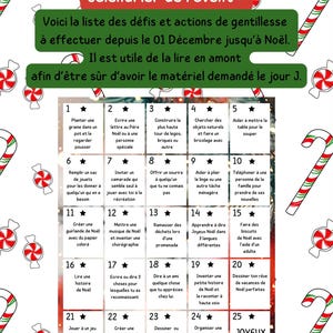 Calendrier de l’avent défis et actes de gentillesse - format A3 - Etsy ...