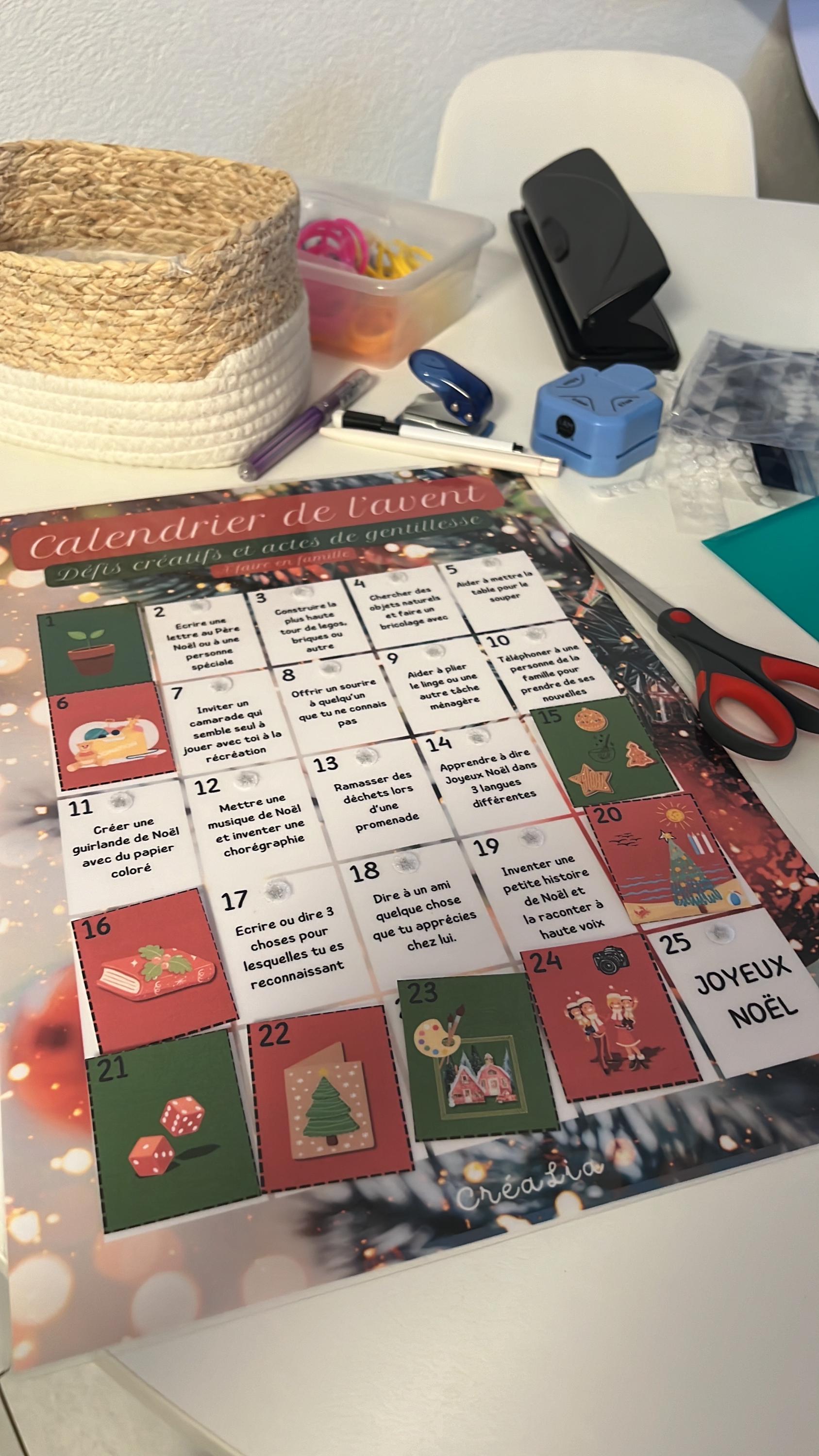 Calendrier de l’avent défis et actes de gentillesse - format A3 - Etsy ...