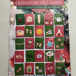 Calendrier de l’avent défis et actes de gentillesse - format A3 - Etsy ...