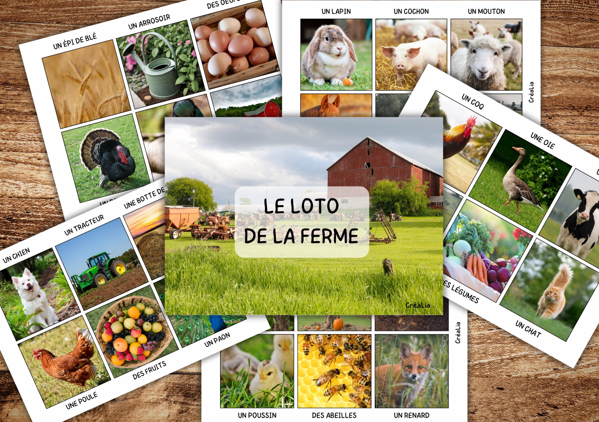 Farm Loto/bingo Board Game for Children Enrich Vocabulary While Having ...