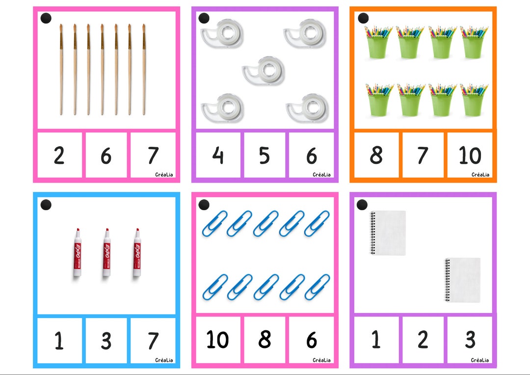 Counting Cards - School Theme - the First Mathematics Exercises. - Etsy