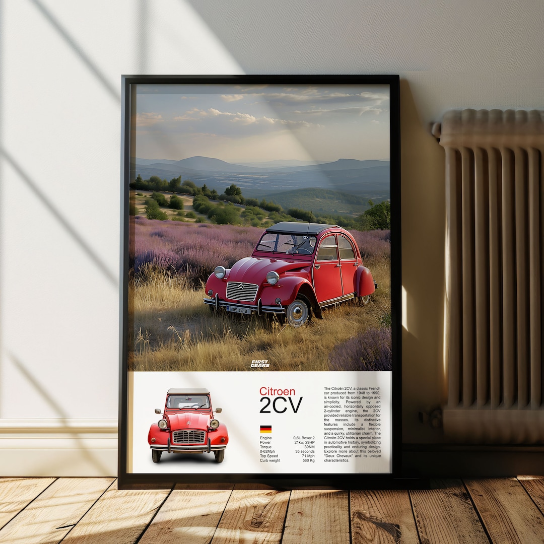 Vintage Citroen 2cv Poster, French Vintage Classic Car Wall Art ...