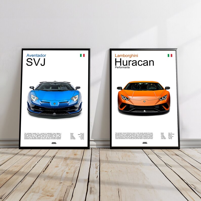 Lamborghini Aventador SVJ Poster, Italian Supercar Wall Art Print ...