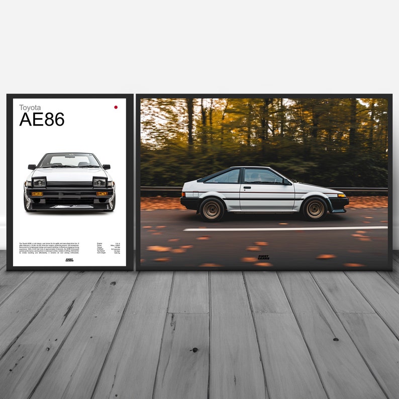 Toyota Corolla AE86 Poster, Vintage Japanese Racecar Wall Art ...