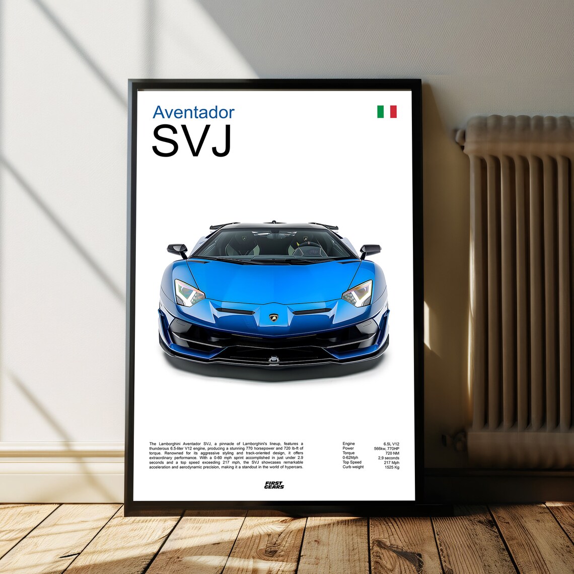 Lamborghini Aventador SVJ Poster, Italian Supercar Wall Art Print ...