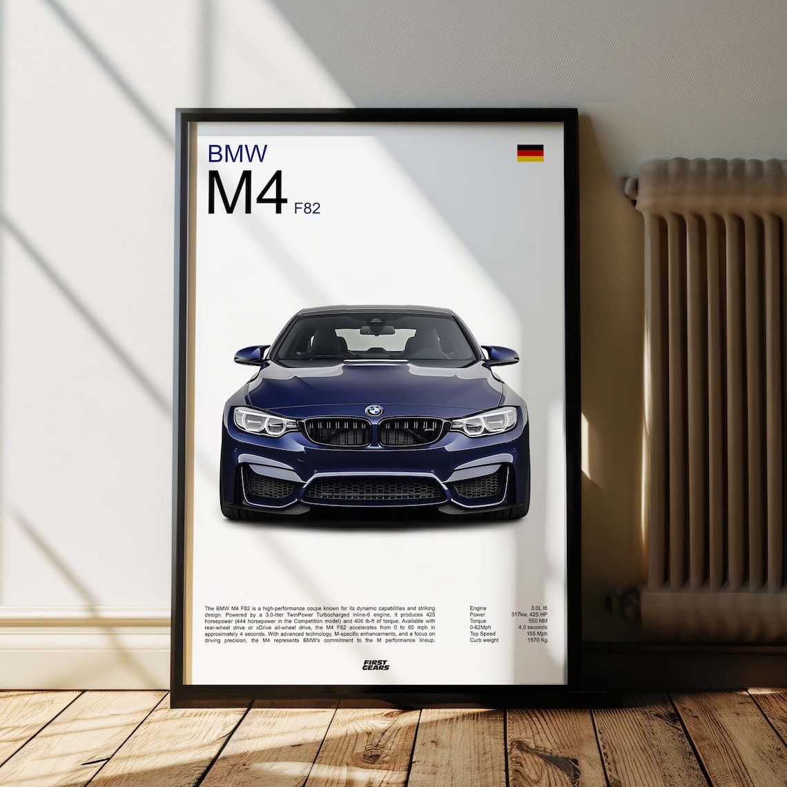 BMW M4 F82 Poster, German Supercar Wall Art Print, Luxury Car Wall Art ...