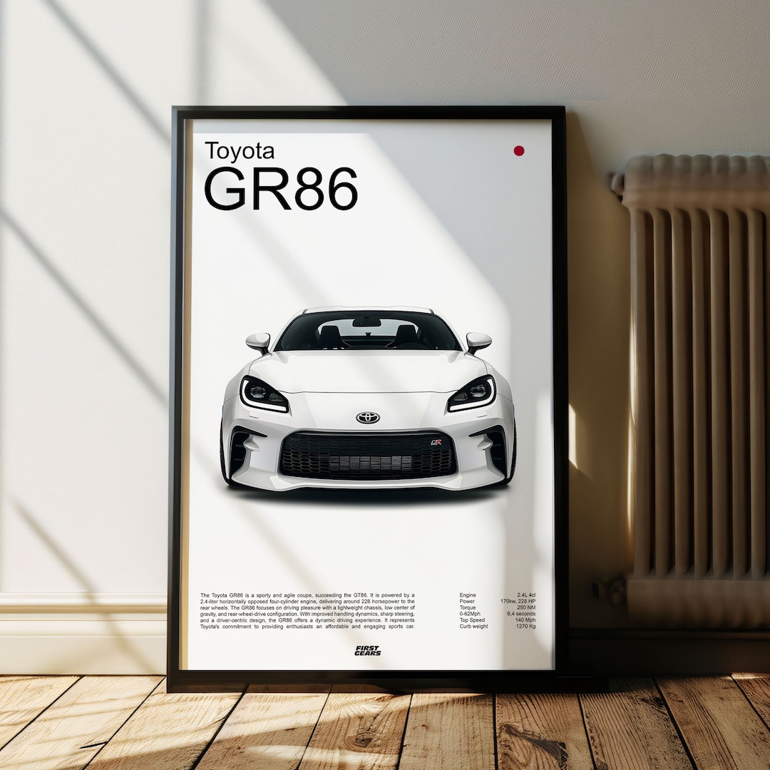 Toyota GR86 Poster, Japanese Supercar Wall Art Print, Luxury Car Wall ...